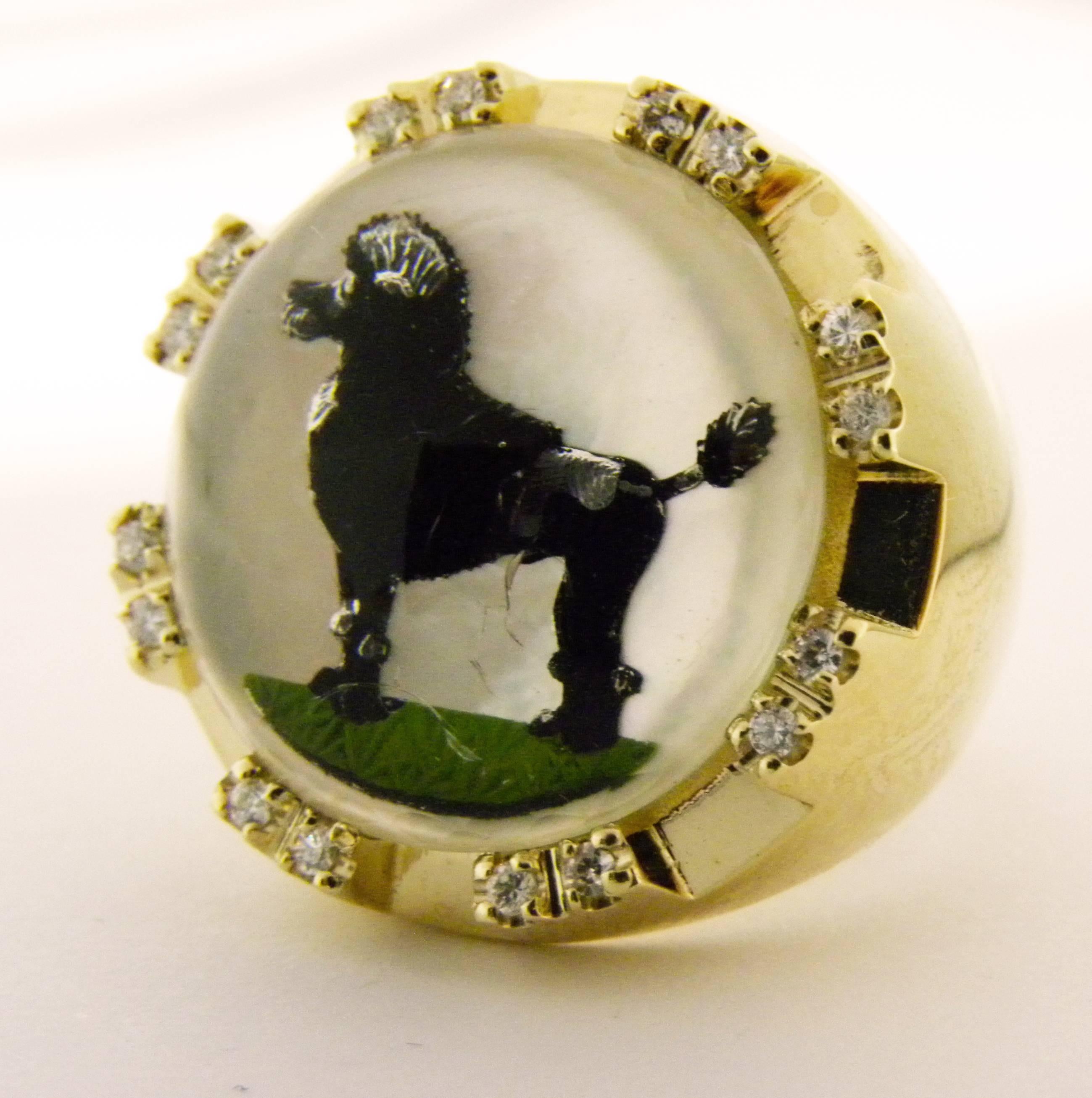 Original Poodle Motif Essex Glasses Diamond Yellow Gold One-of-a-Kind ...