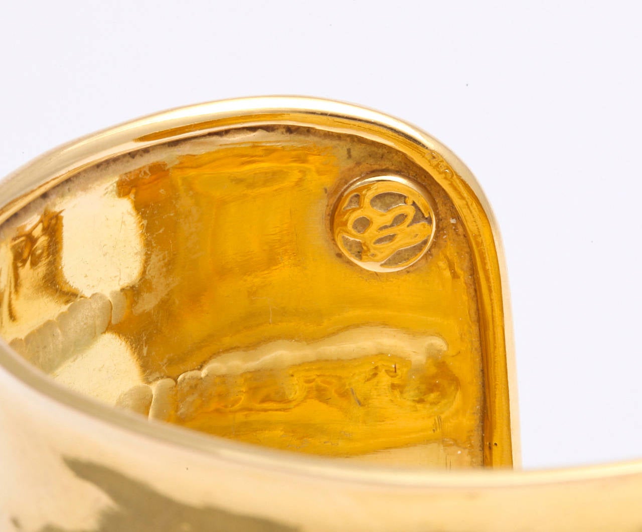 Wide Gold Hand Made Cuff Bracelet at 1stDibs