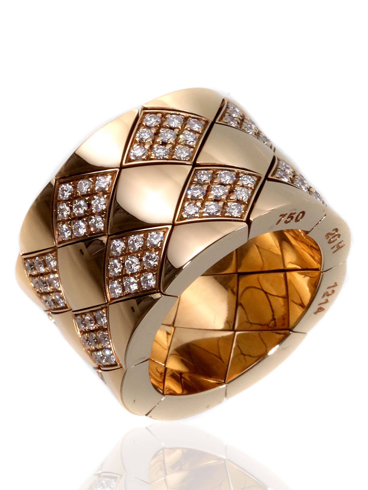Chanel Matelasse Quilted Diamond Yellow Gold Ring at 1stDibs | chanel ...