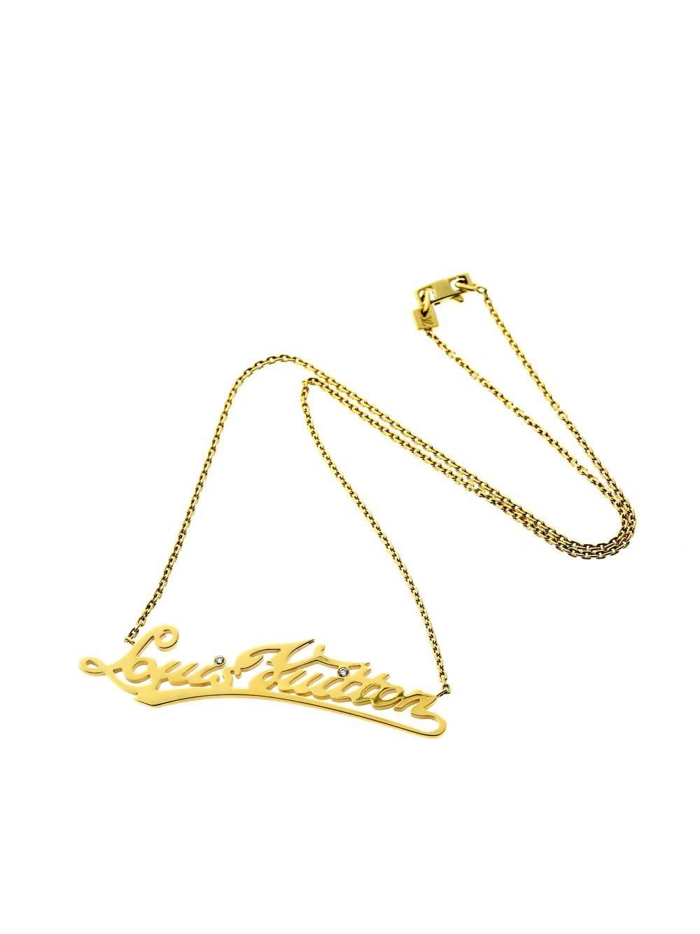 Louis Vuitton Signature Diamond Gold Necklace For Sale at 1stdibs
