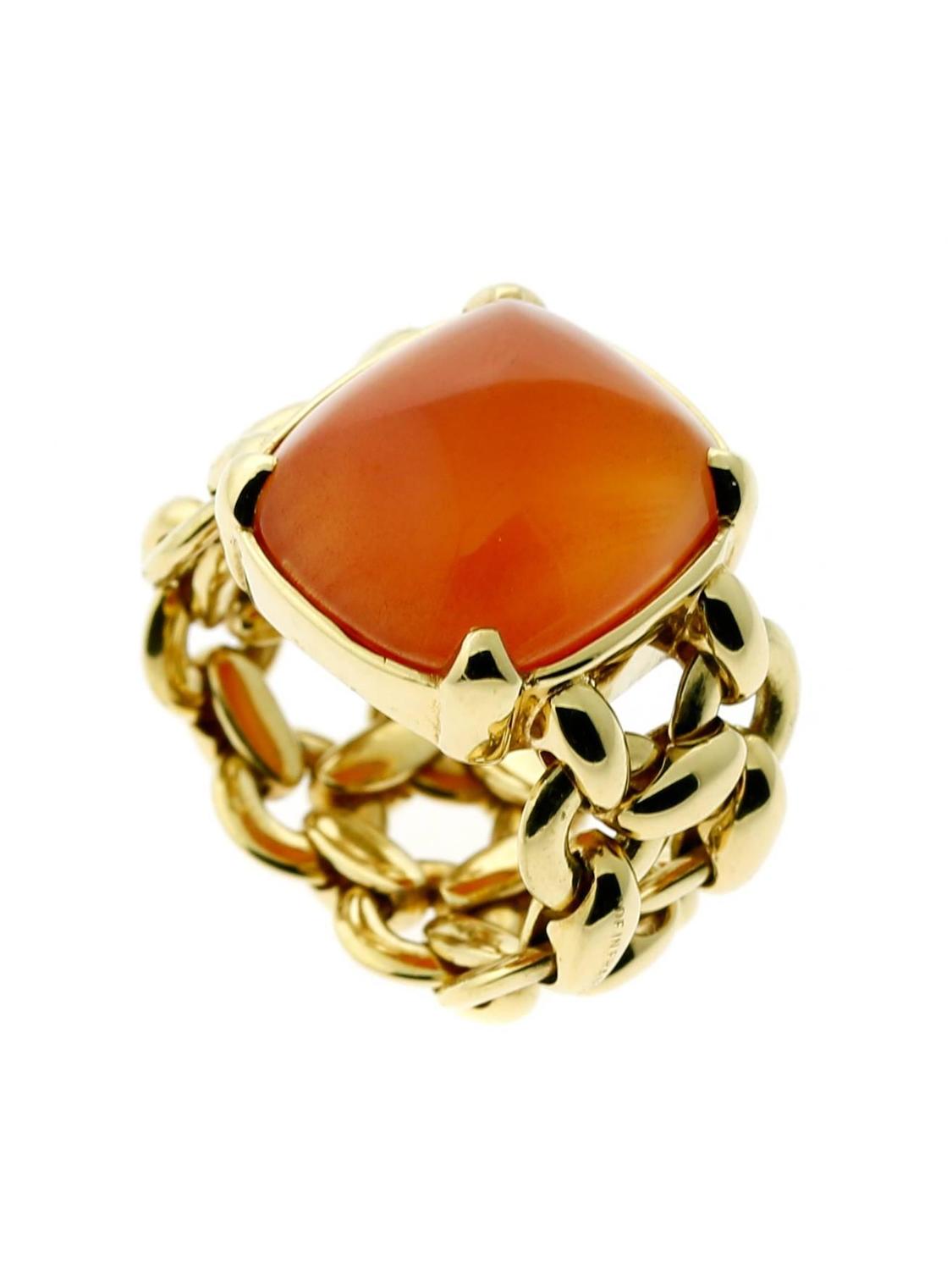 Hermes Sugar Loaf Gemstone Gold Ring For Sale at 1stdibs