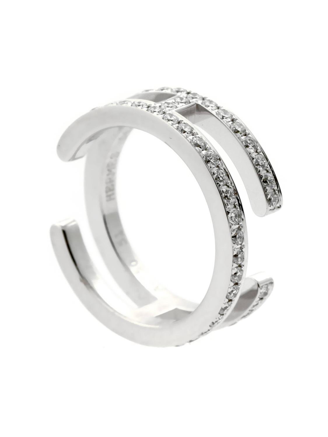 Hermes Diamond Gold H Eternity Ring For Sale at 1stdibs