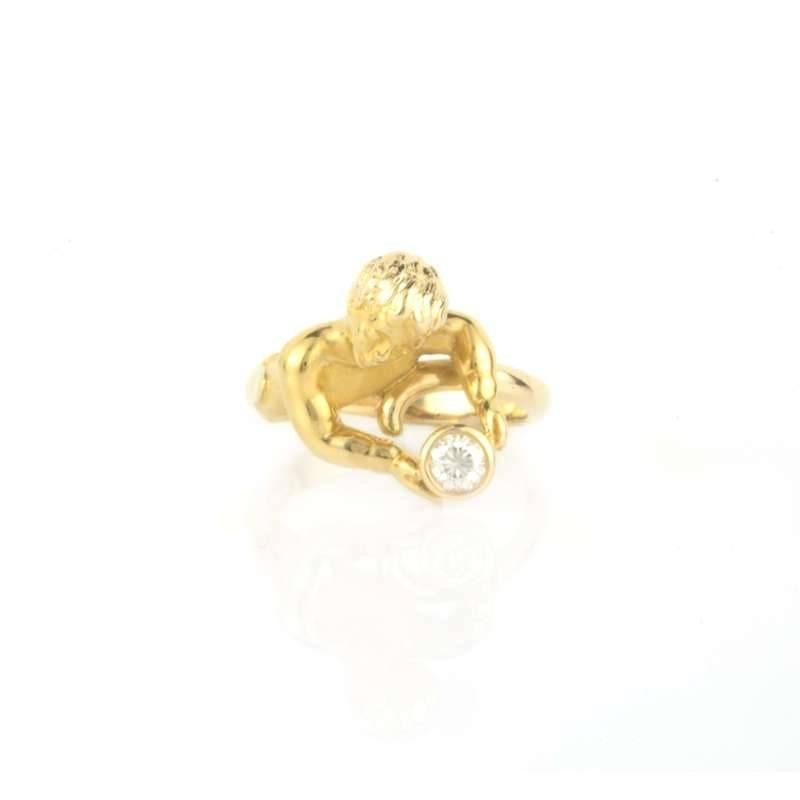Gold Cherub Diamond Ring at 1stDibs
