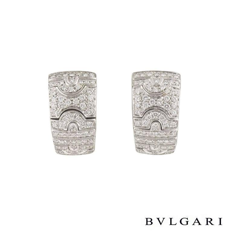 Bulgari Parentesi White Gold Diamond Earrings at 1stDibs