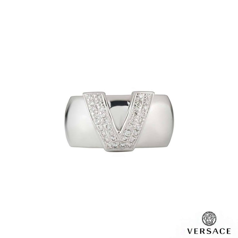 Versace White Gold Diamond Ring at 1stDibs | versace diamond ring ...