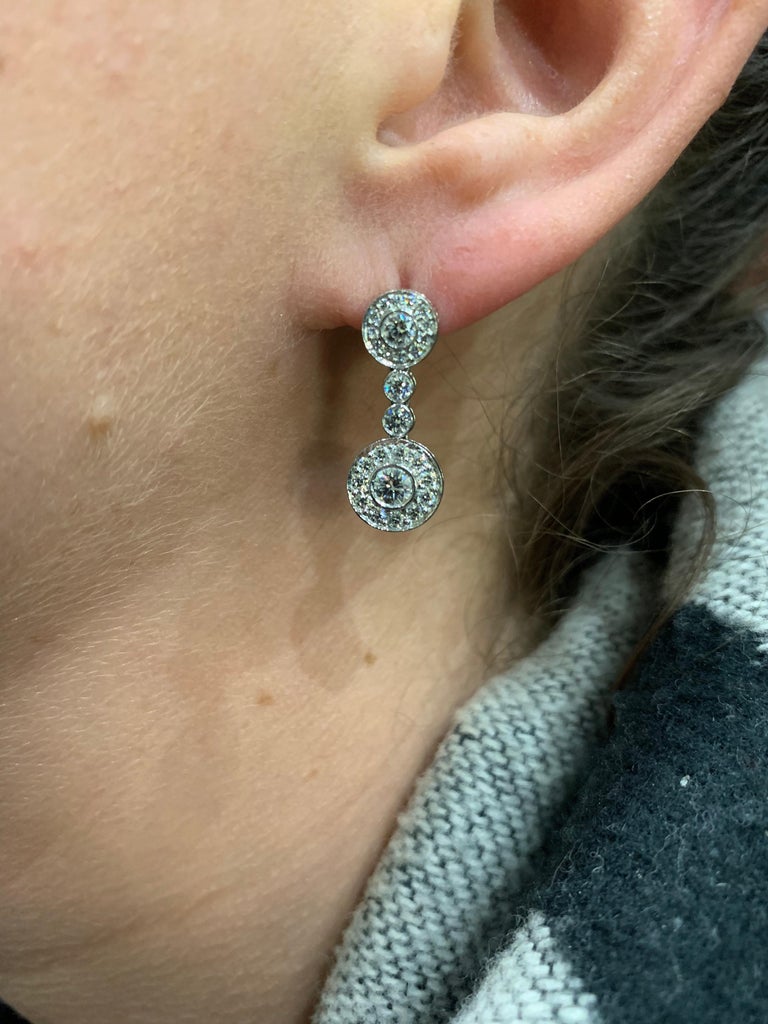 Tiffany and Co. Platinum Diamond Circlet Earrings 1.18 carats at 1stDibs