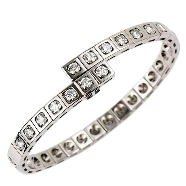 Cartier Tectonique Diamond White Gold Bracelet 3 15 Carat At 1stdibs