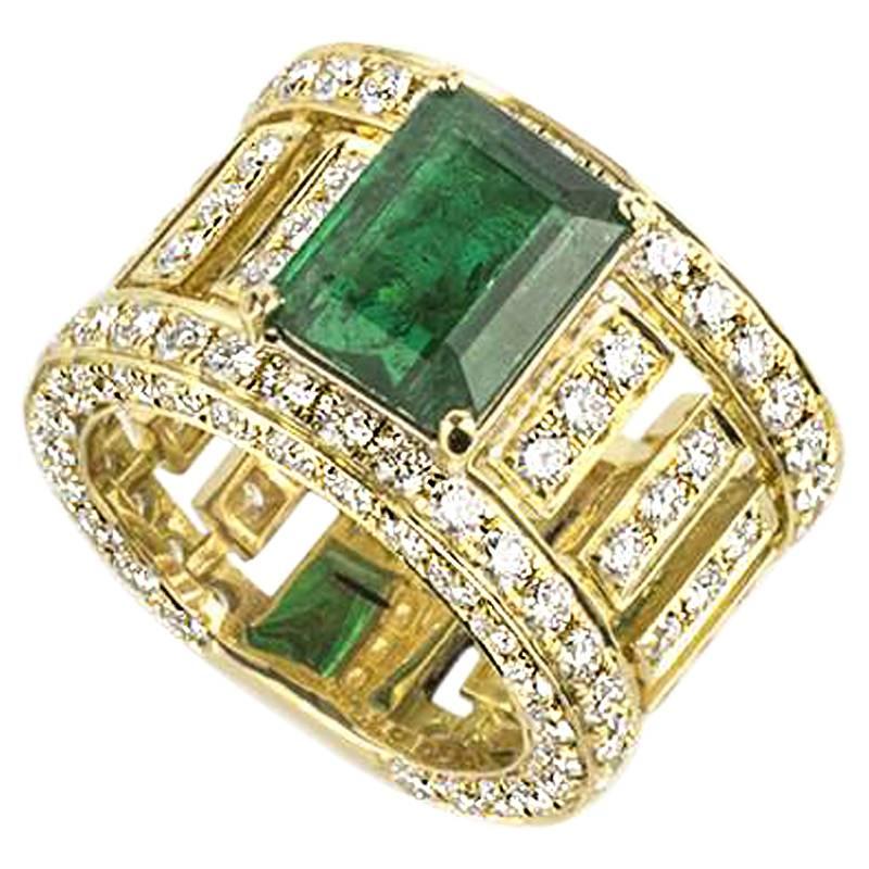 Emerald and Diamond Dress Ring at 1stDibs