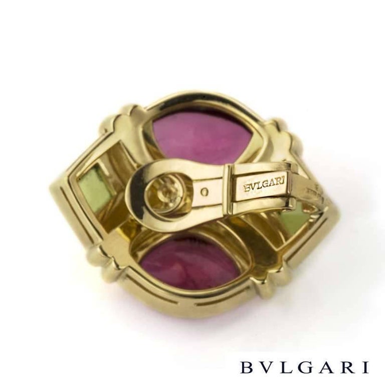Bulgari Pink and Green Tourmaline Earrings at 1stDibs