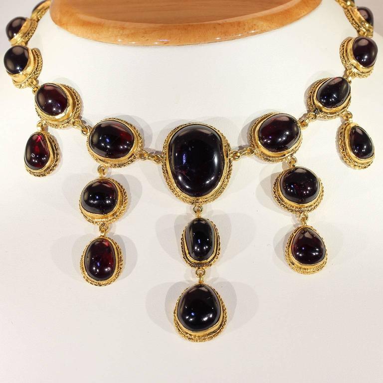 Austro-Hungarian Carbuncle Garnet Necklace Silver Gilt at 1stDibs