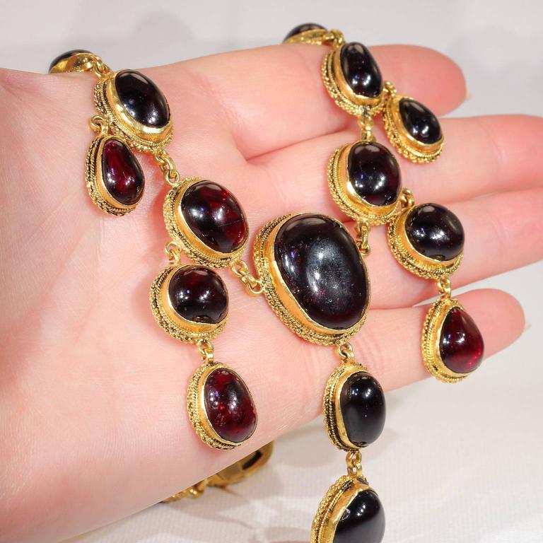 Austro-Hungarian Carbuncle Garnet Necklace Silver Gilt at 1stDibs