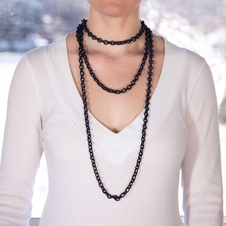 Victorian Jet Long Guard Chain 76 Inches at 1stDibs