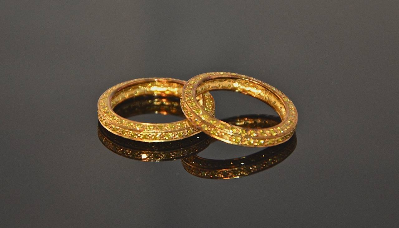 Pair of Diamond Gold Rings at 1stDibs