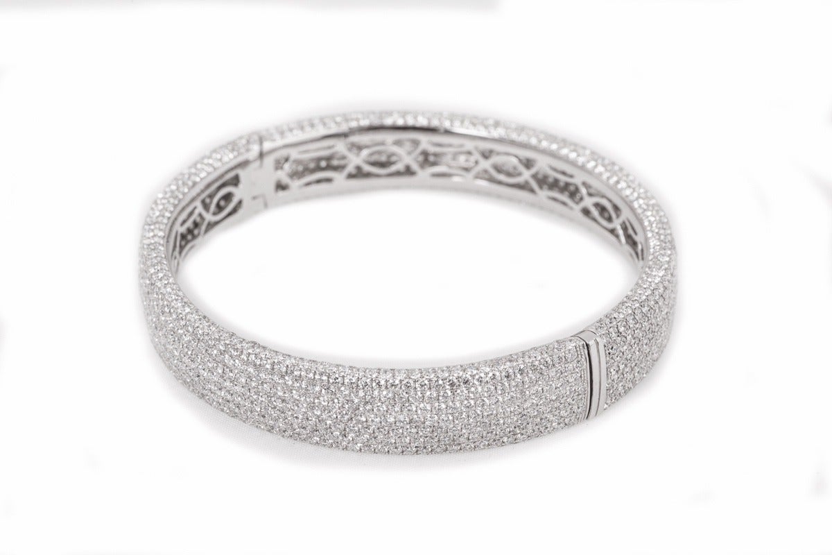 Fabulous Pave Diamond Gold Bangle Bracelet at 1stDibs