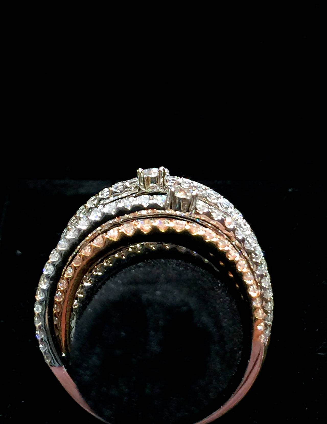 Multi-Band Diamond Rose and White Gold Ring at 1stDibs