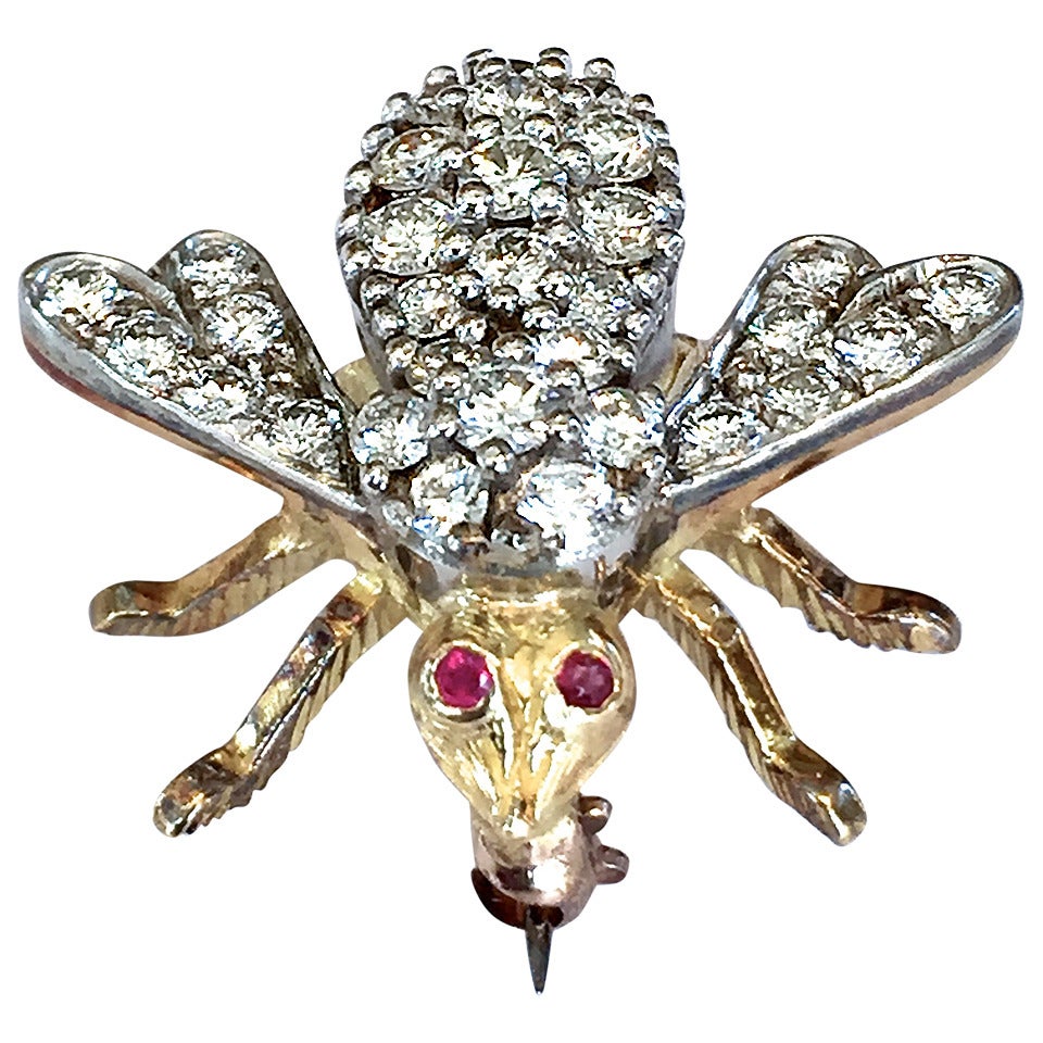 Rosenthal Ruby Diamond Gold Bee Pin at 1stDibs | rosenthal diamond