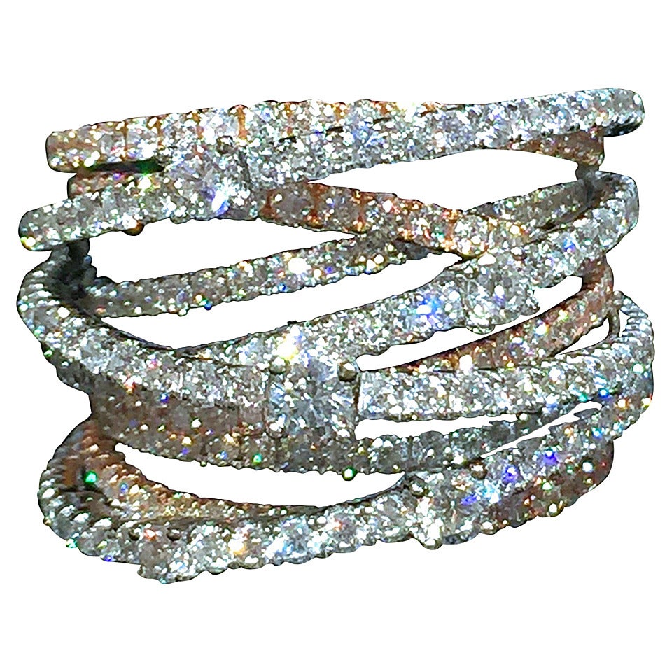 Multi-Band Diamond Rose and White Gold Ring at 1stDibs