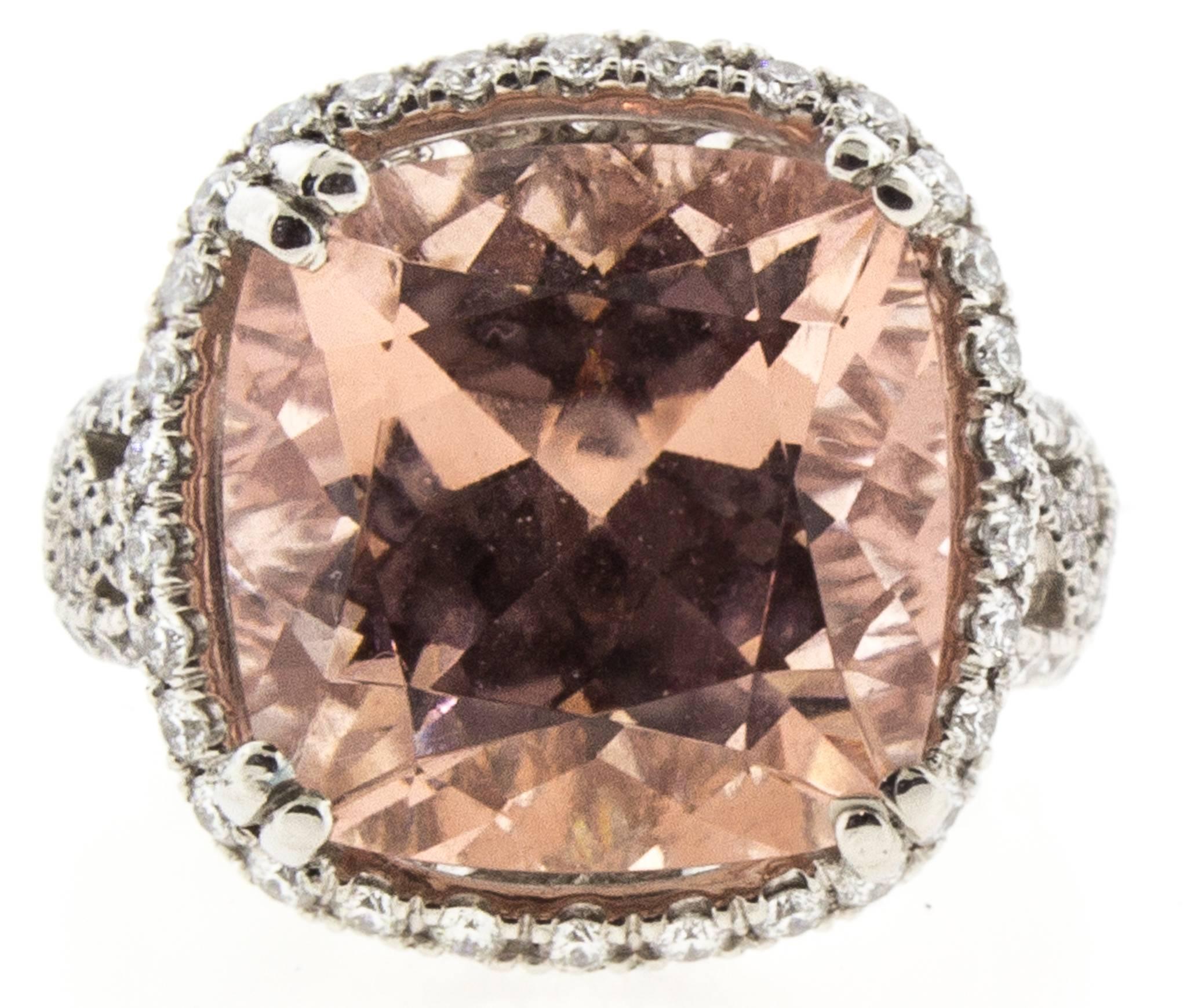 Jonathan Duran 13.5 Carat Morganite with 3.5 Carat Diamond Platinum ...