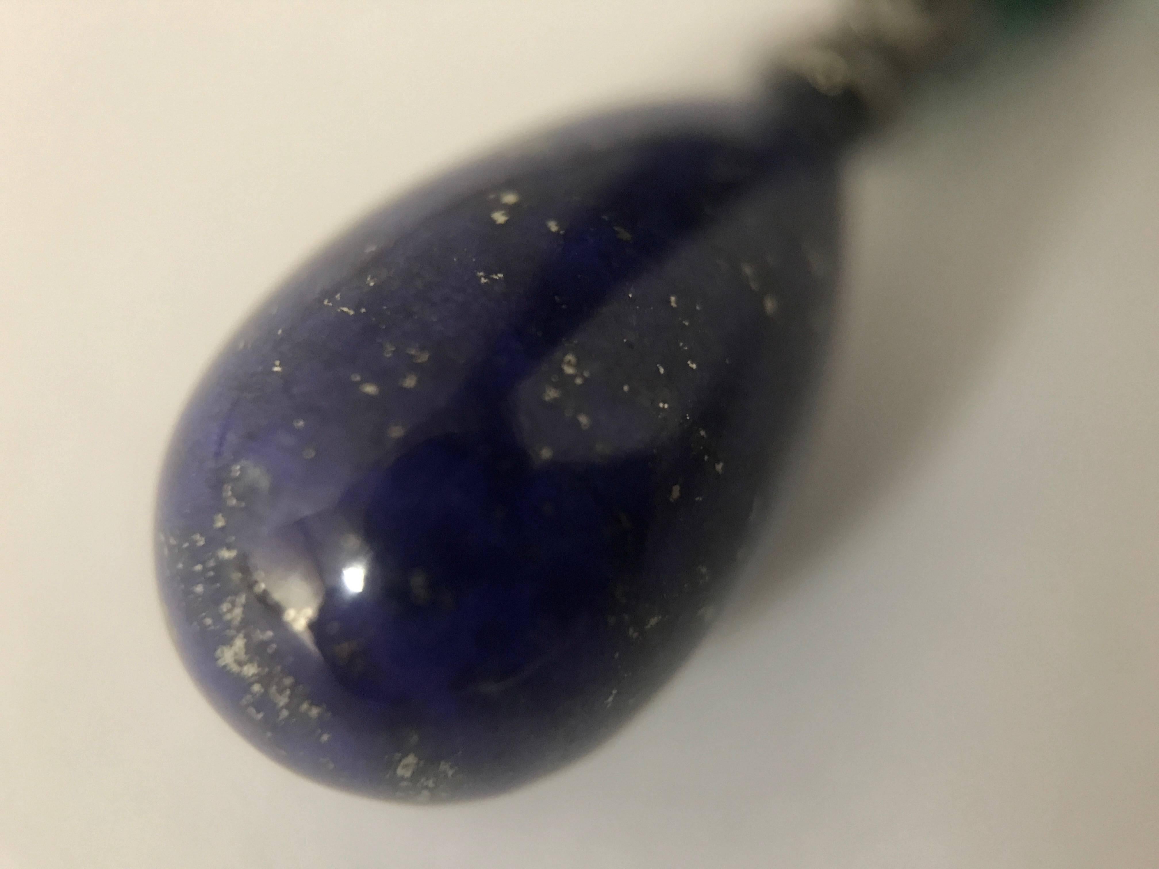 Green Agates Lapis Lazuli Grey Gold Chandelier Earrings For Sale at ...