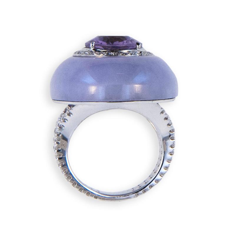 Laura Munder Lavender Jade Amethyst Diamond White Gold Ring For Sale at ...
