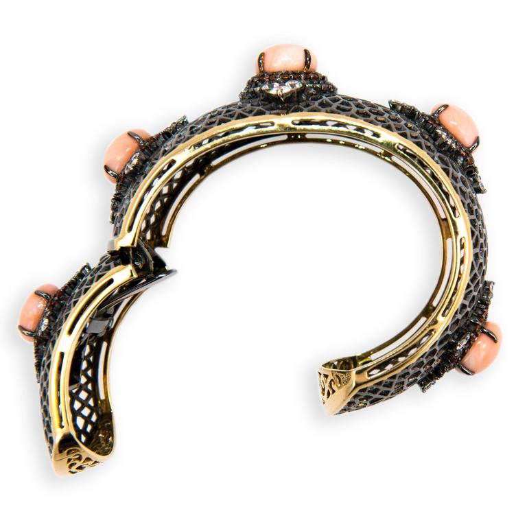 Laura Munder Angel Skin Coral Orange Sapphire Diamond Blackened Gold ...