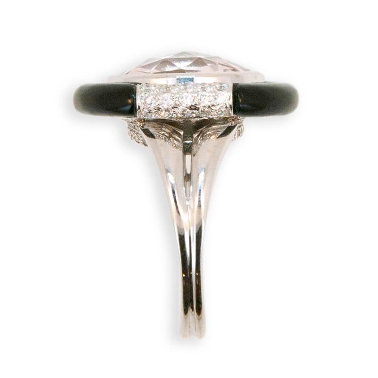 Laura Munder Morganite Black Jade Diamond White Gold Ring For Sale at ...