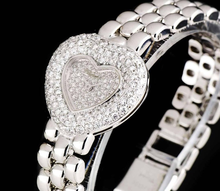 Chopard Ladies White Gold Diamond Set Heart Shaped quartz Wristwatch at ...