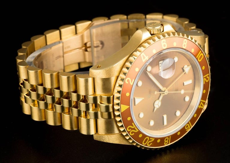 Rolex Yellow Gold GMT-Master II Brown Dial Root Beer Bezel Automatic ...