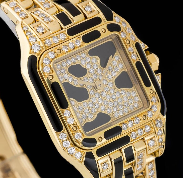 Cartier Yellow Gold Pavé Diamond Leopard Panthere Quartz Wristwatch at ...