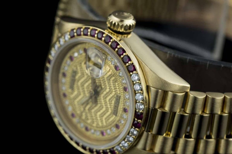 Rolex Gold Rare String Dial Ruby and Diamond Datejust 69068 Automatic ...
