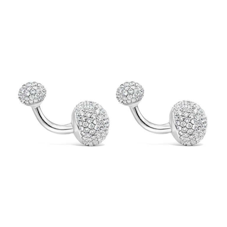 Diamond Encrusted Rounded Face Cufflinks For Sale at 1stDibs