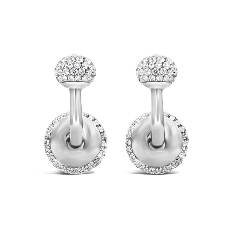 Diamond Encrusted Rounded Face Cufflinks For Sale at 1stDibs