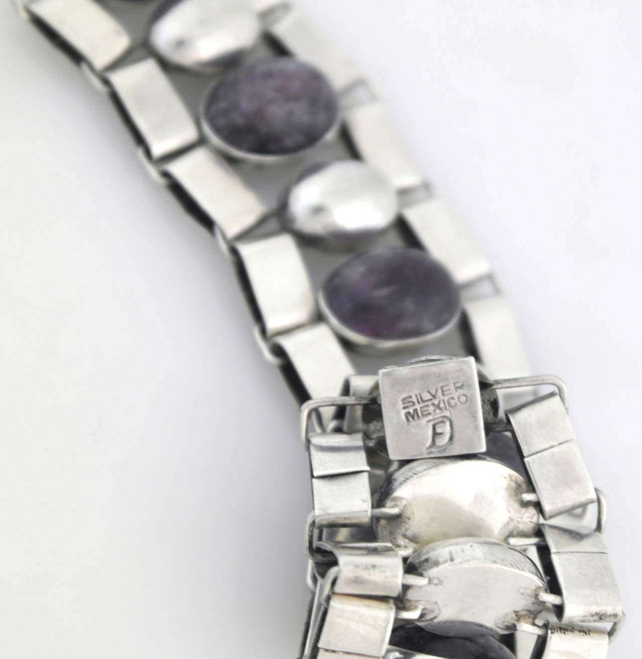 Fred Davis Amethyst Sterling Silver Link Bracelet For Sale at 1stDibs