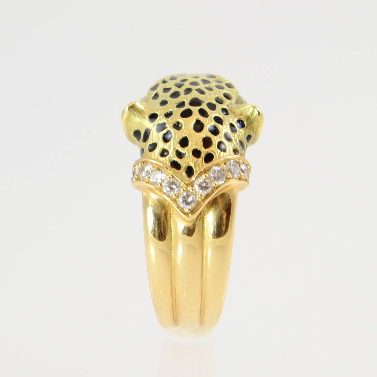 Enamel Emerald Diamond Gold Leopard Cocktail Ring at 1stDibs | leopard ...