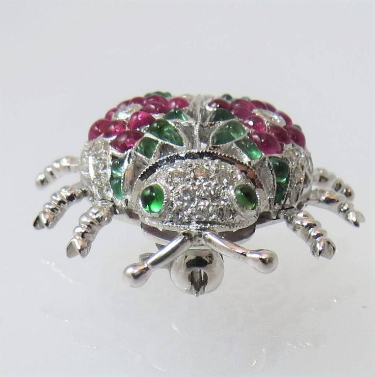 Fabulous Emerald Ruby Diamond Gold Beetle Pin For Sale (Free Shipping ...