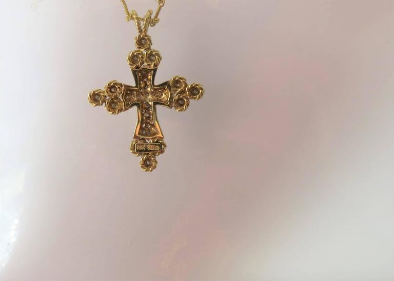 Cassis 18K Yellow Gold and Diamond Cross Pendant Suspended from 18 ...