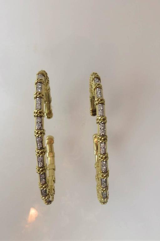 Pair of Cassis 18K Yellow Gold Diamond Bangle Bracelets with Rope ...