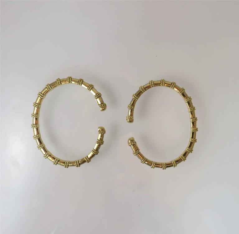 Pair of Cassis 18K Yellow Gold Diamond Bangle Bracelets with Rope ...