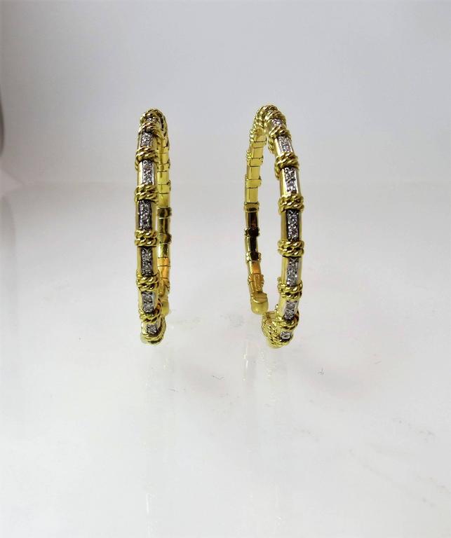 Pair of Cassis 18K Yellow Gold Diamond Bangle Bracelets with Rope ...