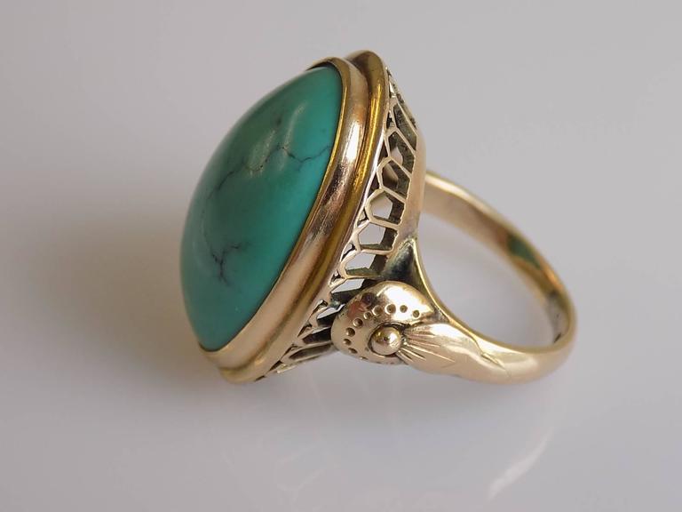 Chinese Turquoise Gold Cocktail Ring at 1stDibs | china turquoise ring ...