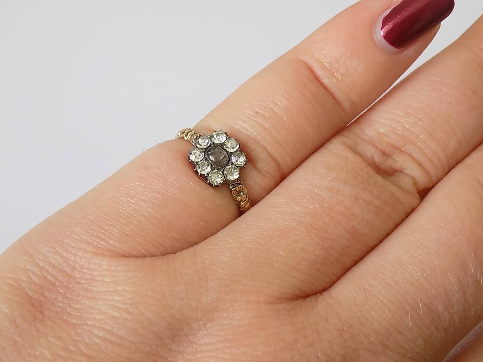 Antique Georgian Paste Gold Mourning Ring at 1stDibs