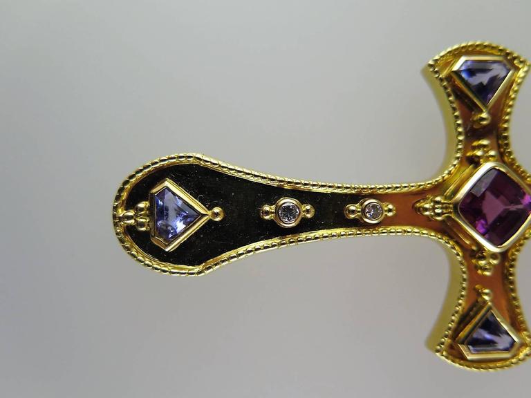 Theo Fennell Gem-Set Gold Pendant Cross For Sale at 1stDibs