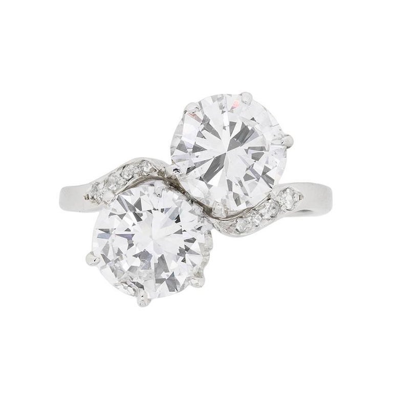 Art Deco Transitional Cut Two-Stone Diamond Twist Ring, circa 1920s at ...
