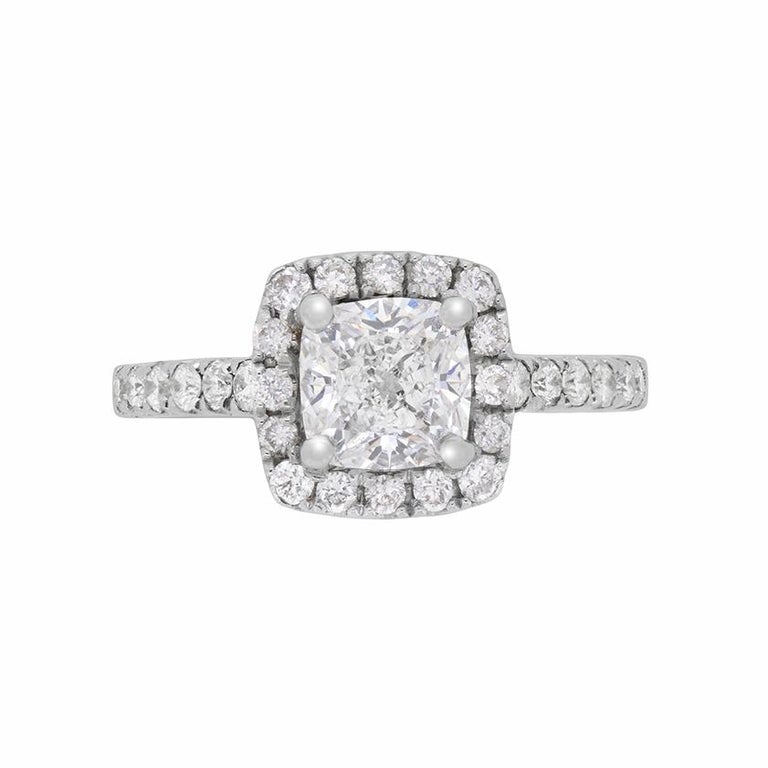 Spectacular Platinum 6.41 Carats Cushion Diamond GIA Cert Halo ...