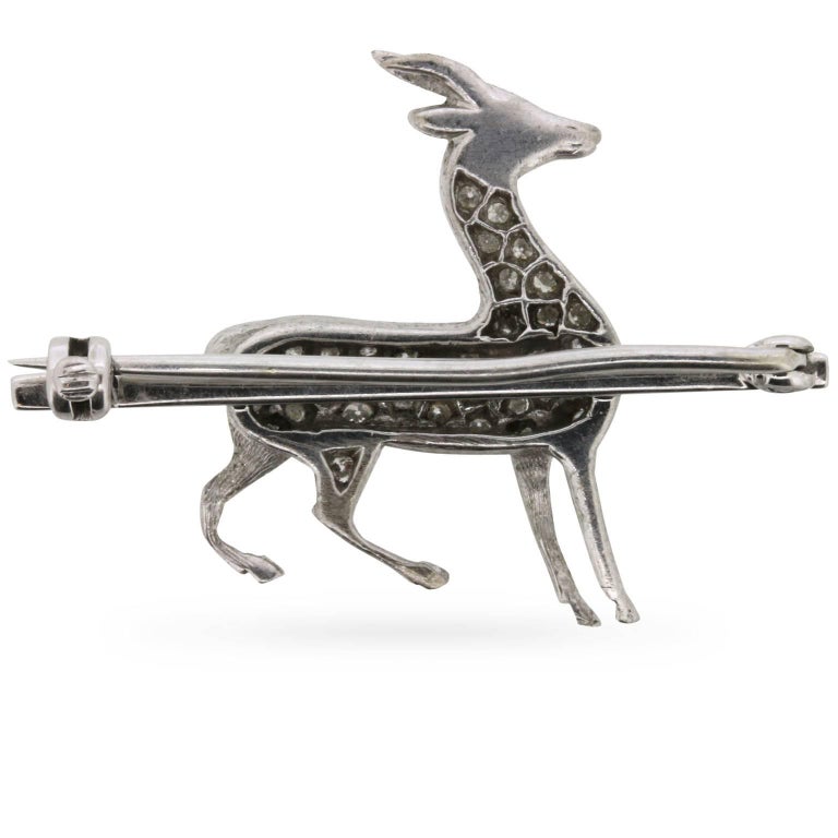 Art Deco Diamond Deer Brooch, circa 1930s For Sale at 1stdibs