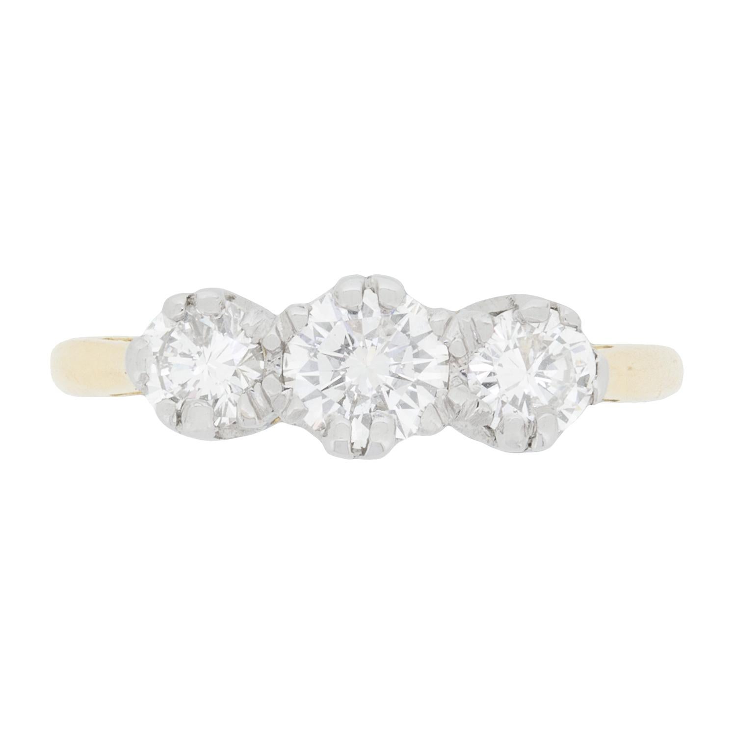 Vintage Three-Stone Diamond Engagement Ring, circa 1950s at 1stDibs ...