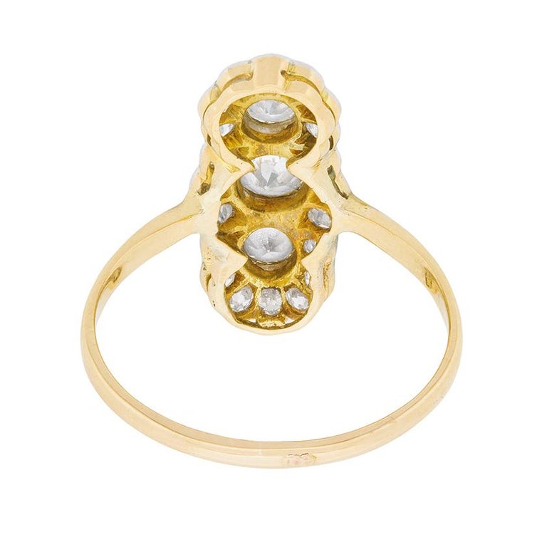 Edwardian Vertically Set Three-Stone Diamond Ring, circa 1910 For Sale ...