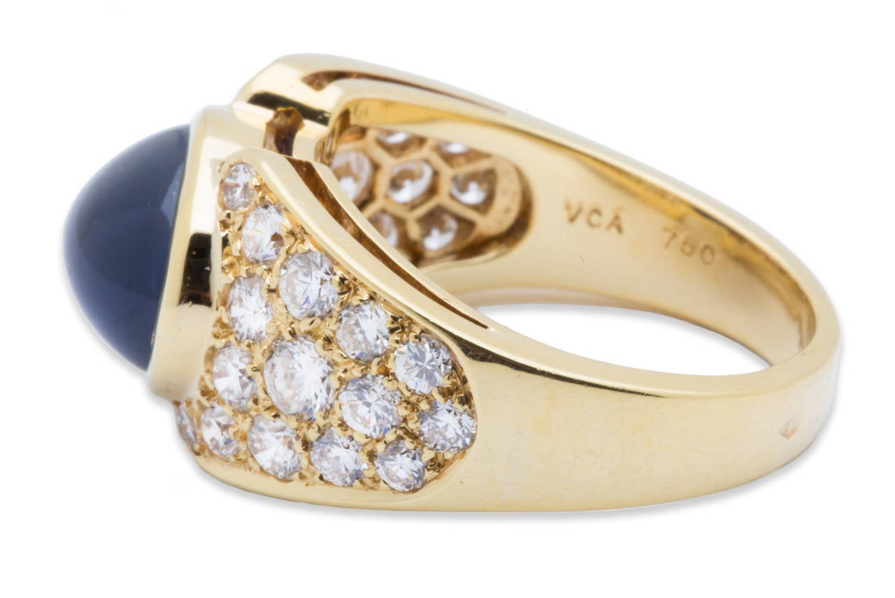 Van Cleef and Arpels VCA Sapphire Diamond Gold Ring For Sale at 1stDibs