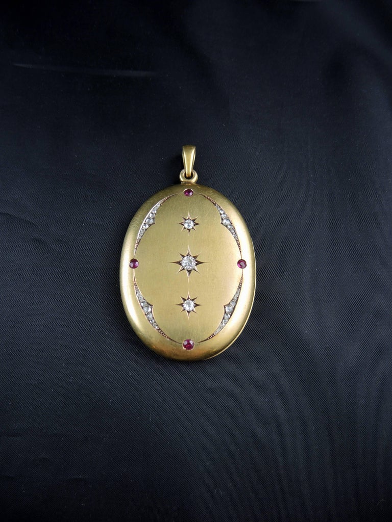 Antique Locket with a Mirror Set with Diamonds and Rubies, 19th Century ...