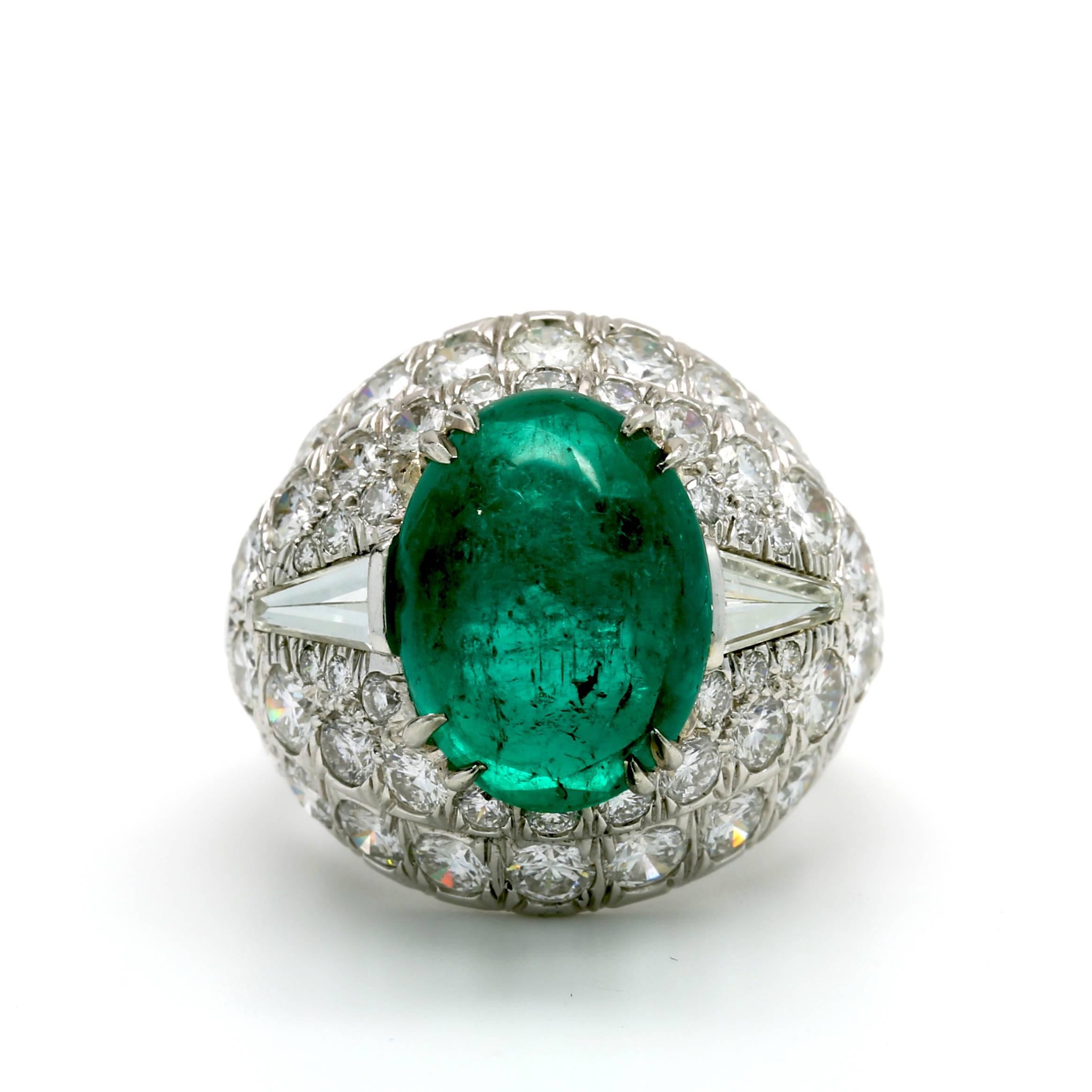 David Webb 9.25 Carat Emerald Diamond Ring For Sale at 1stDibs